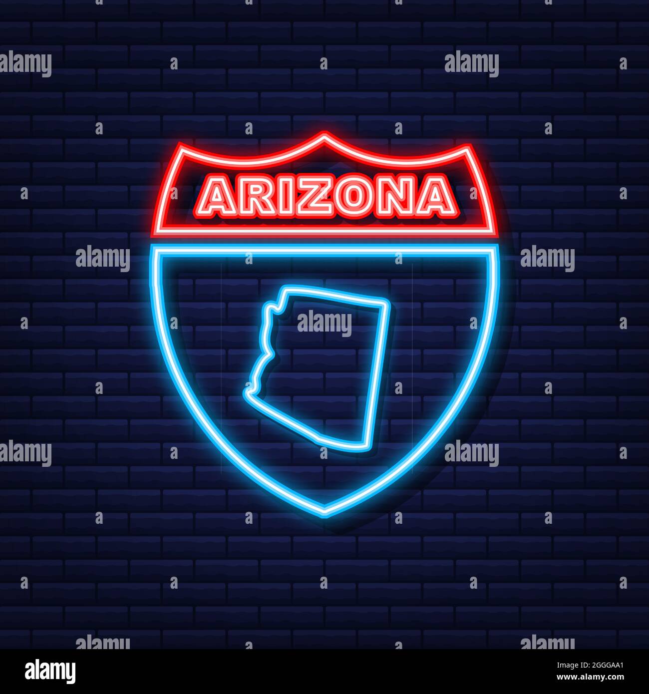 Arizona USA federal state map neon icon. Vector illustration Stock ...
