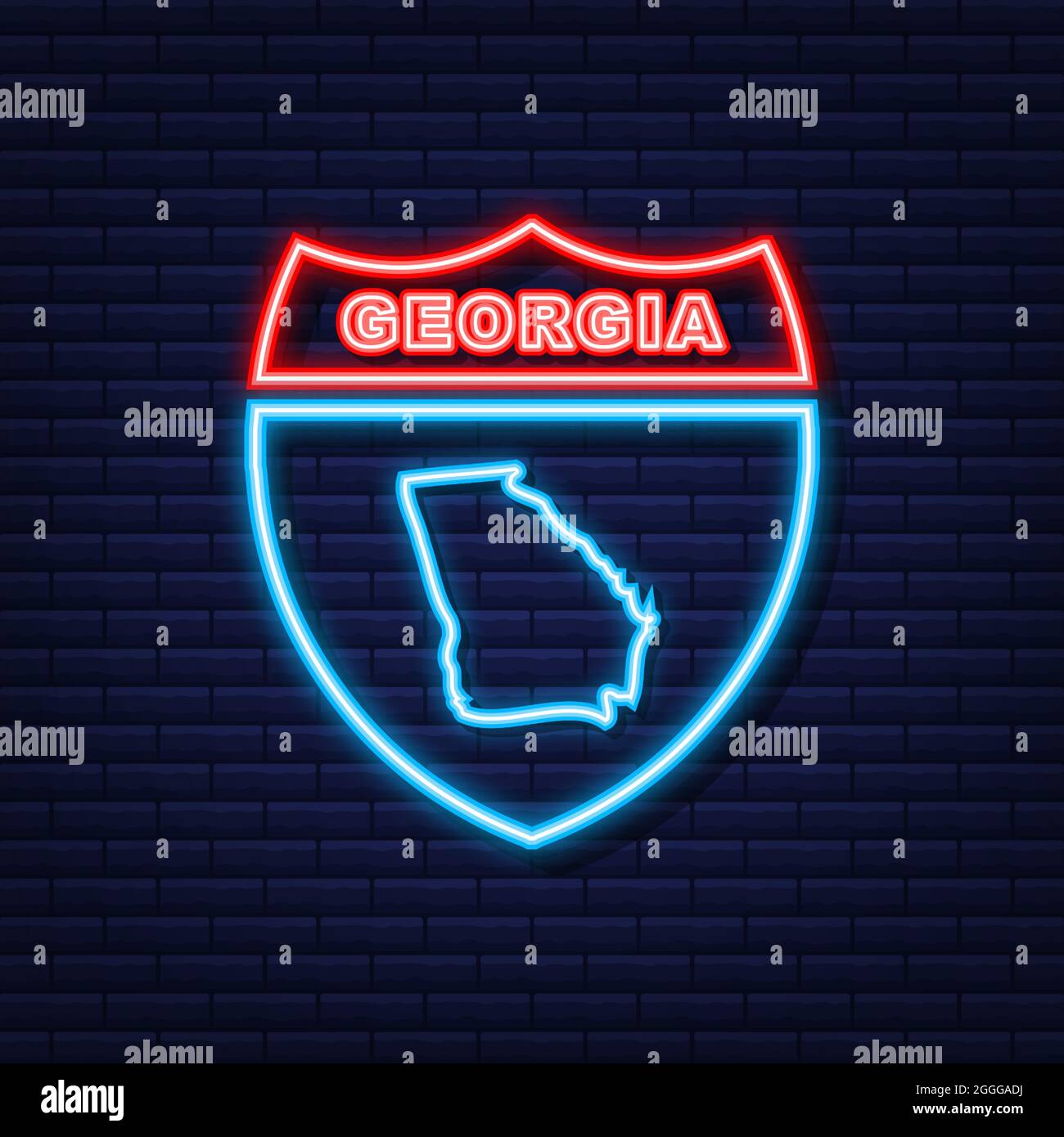 Georgia state map neon icon. Vector illustration Stock Vector Image ...