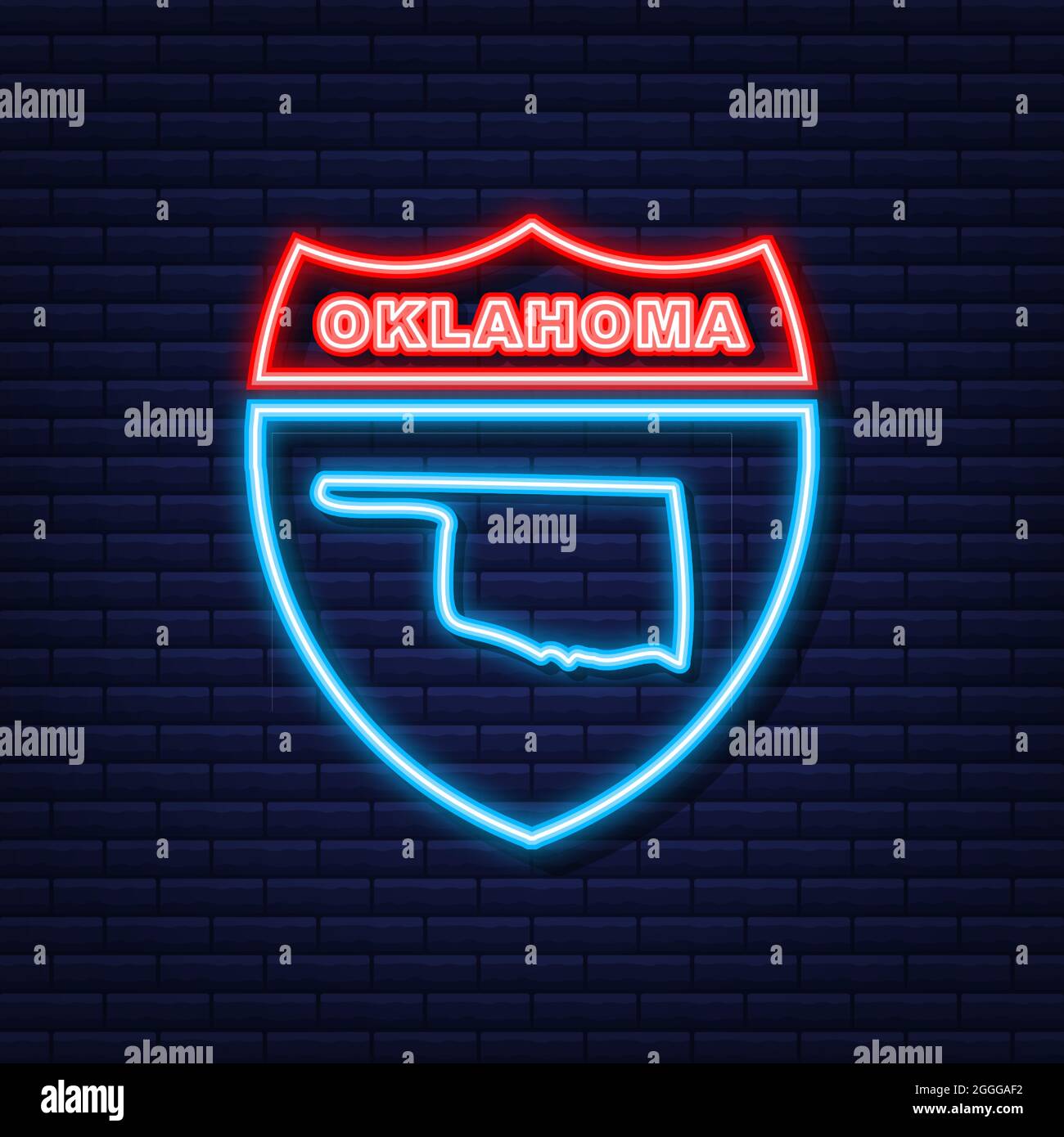 Oklahoma state map outline neon icon. Vector illustration Stock Vector ...