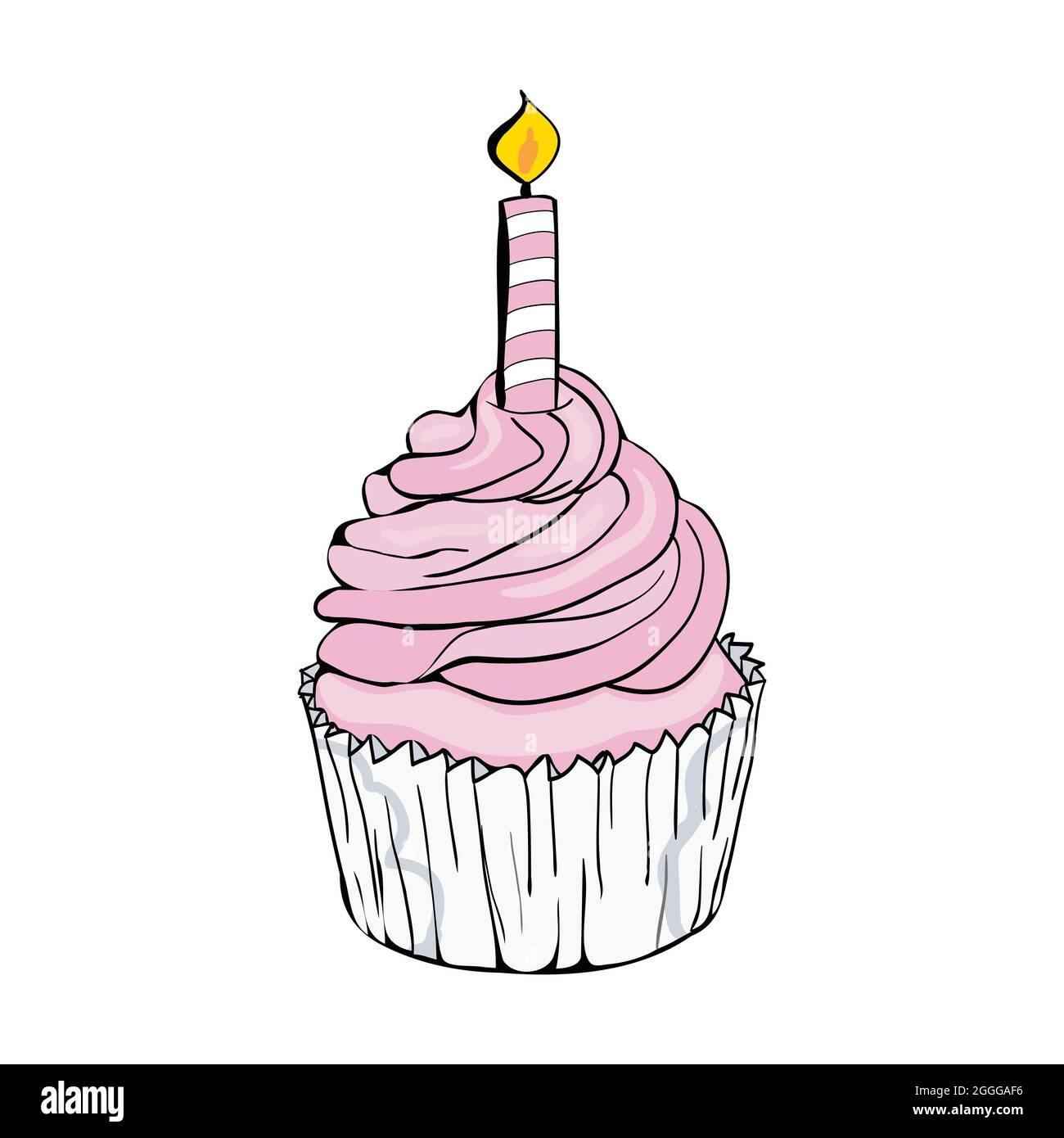 Pink Birthday Cupcake Clip Art