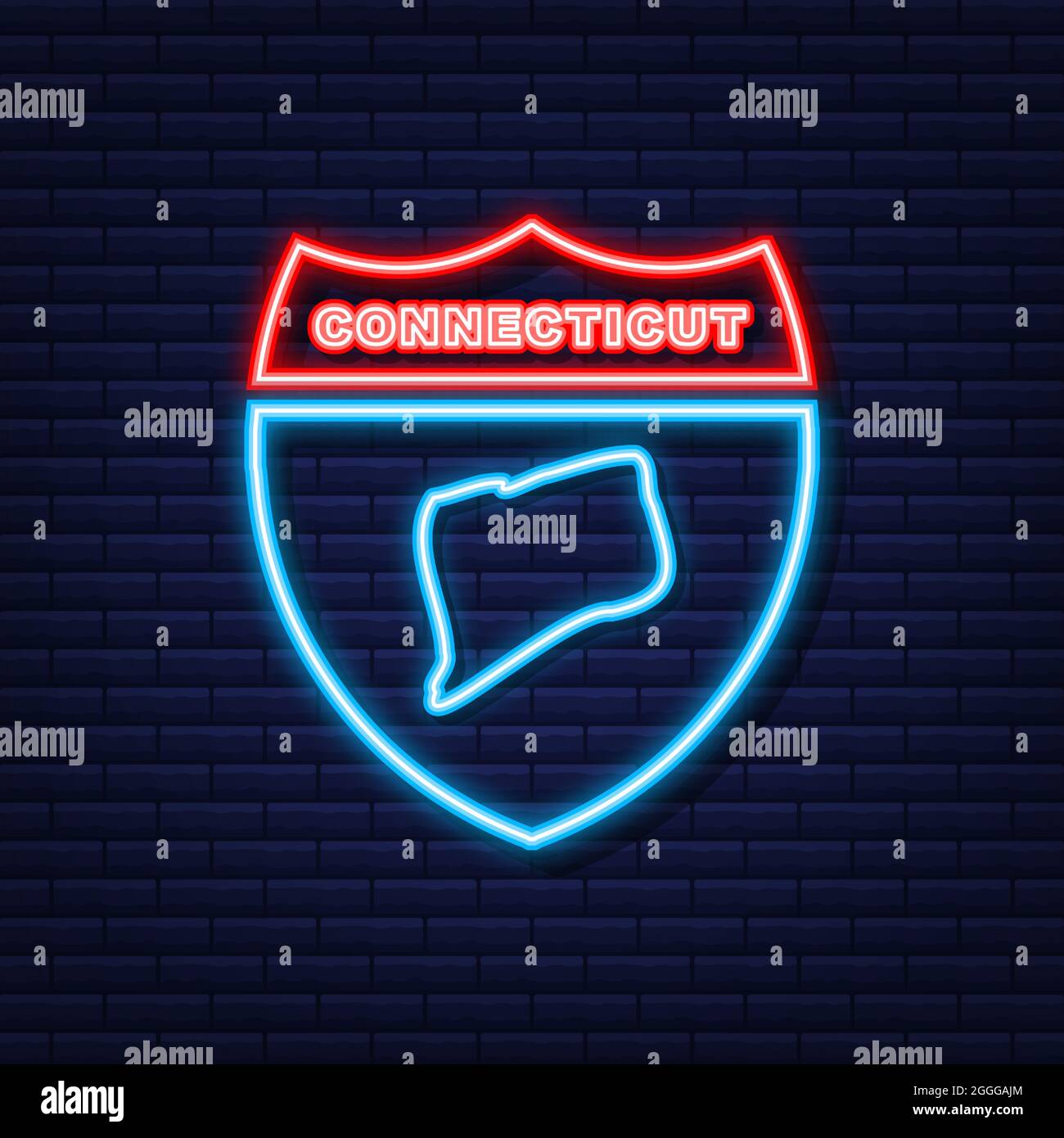 Connecticut state map outline neon icon. Vector illustration Stock ...