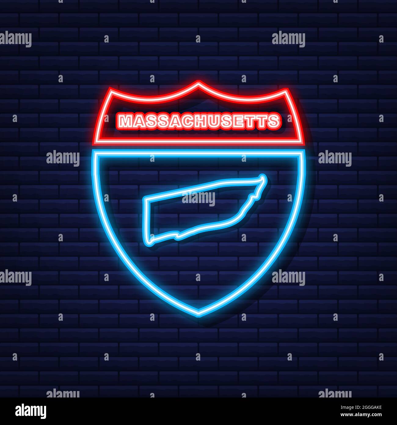 Massachusetts state map outline neon icon. Vector illustration Stock ...