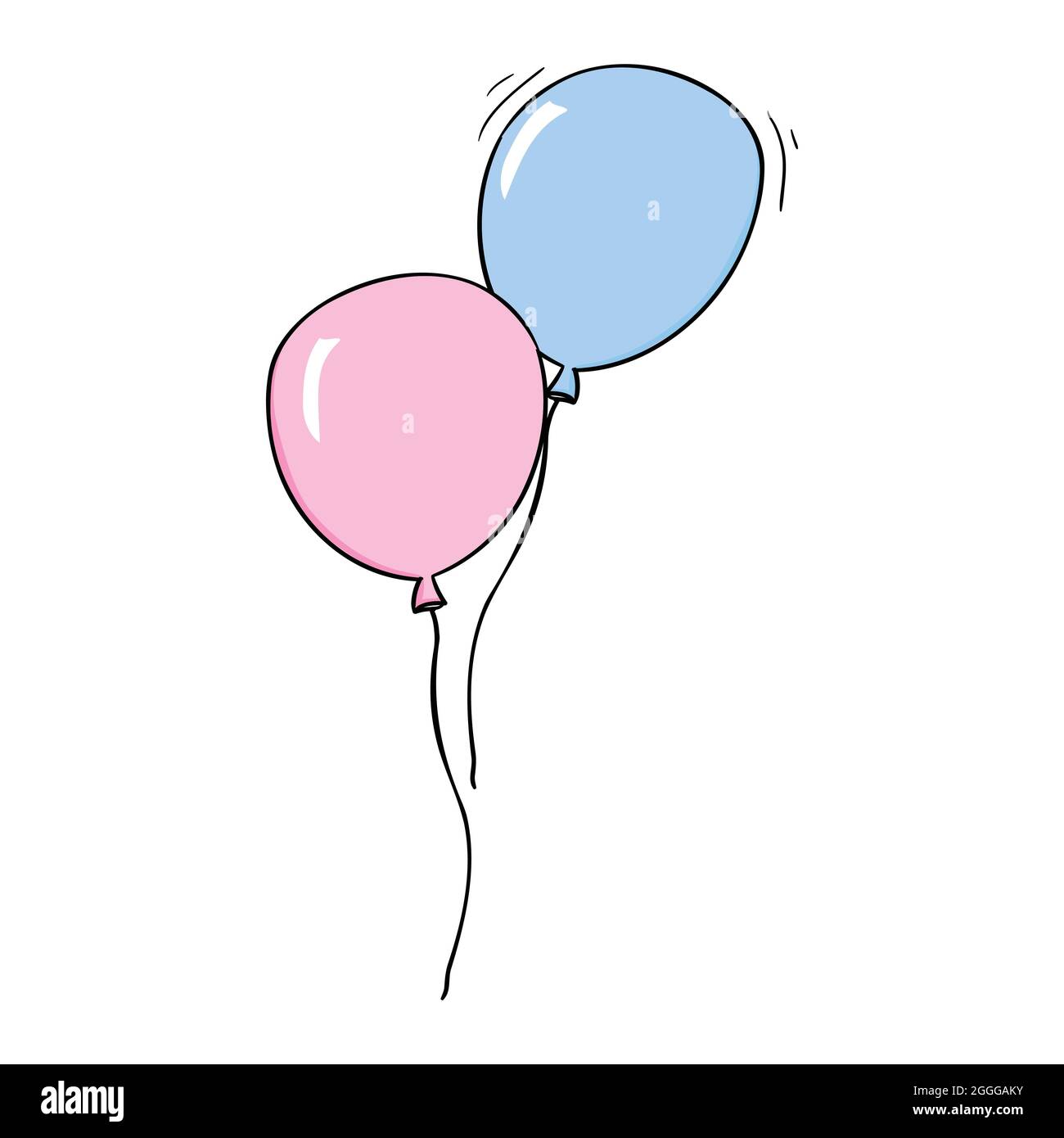 Bunch of balloons in cartoon flat style isolated on white background ...