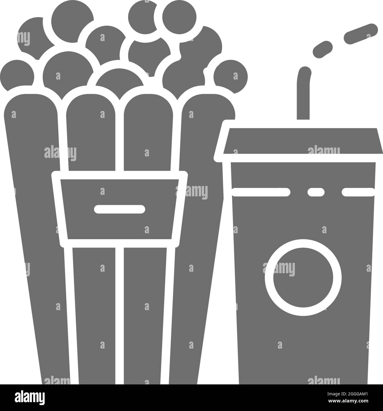 Popcorn snack and drink, cinema food grey icon Stock Vector Image & Art ...