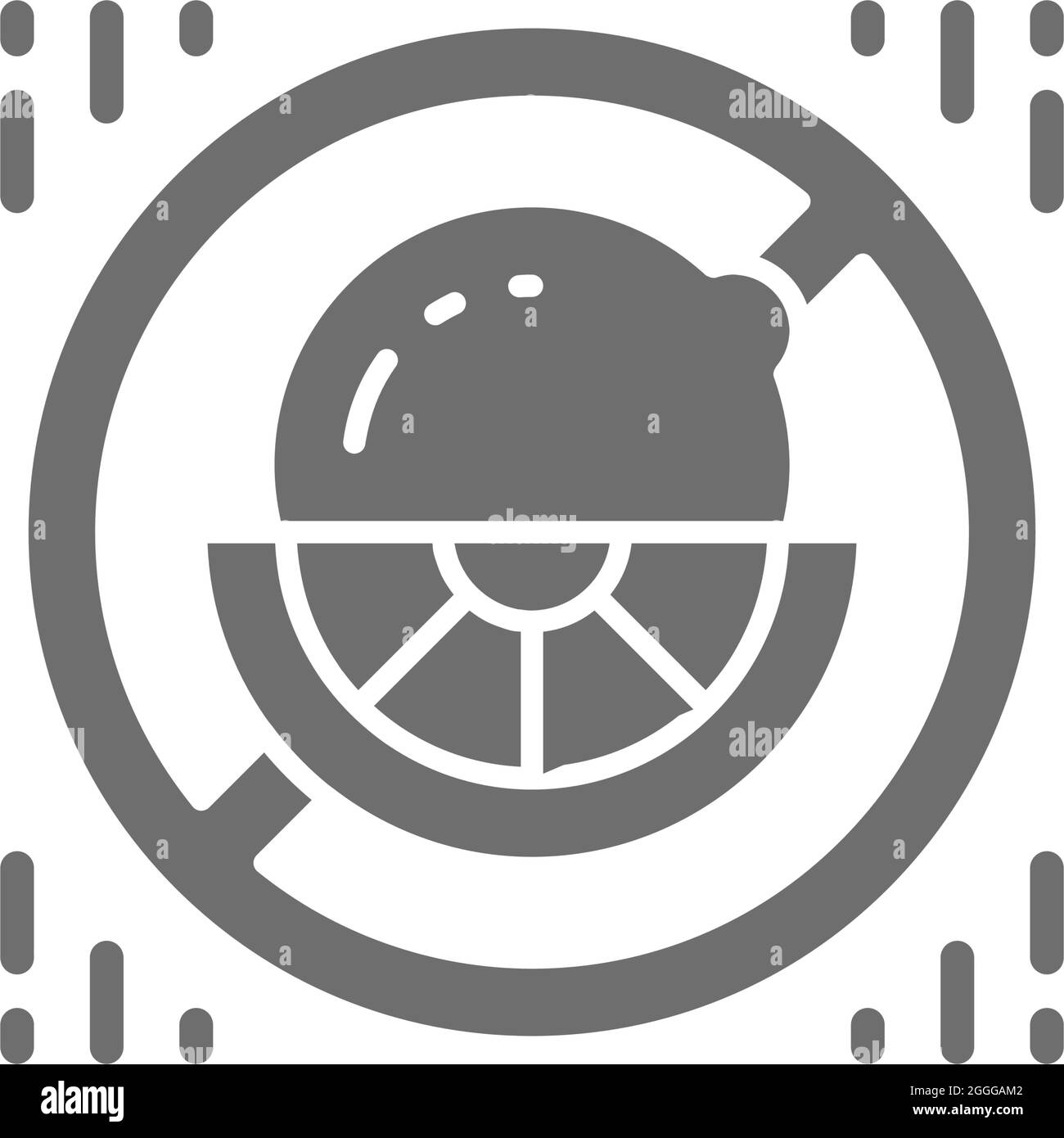 Forbidden sign with lemons, citrus allergy grey icon Stock Vector Image ...