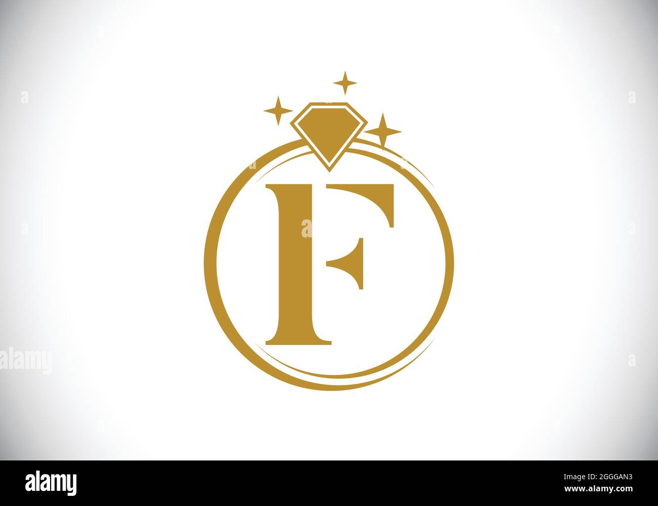 Initial F monogram letter alphabet in a circle with Diamond. Diamond ...