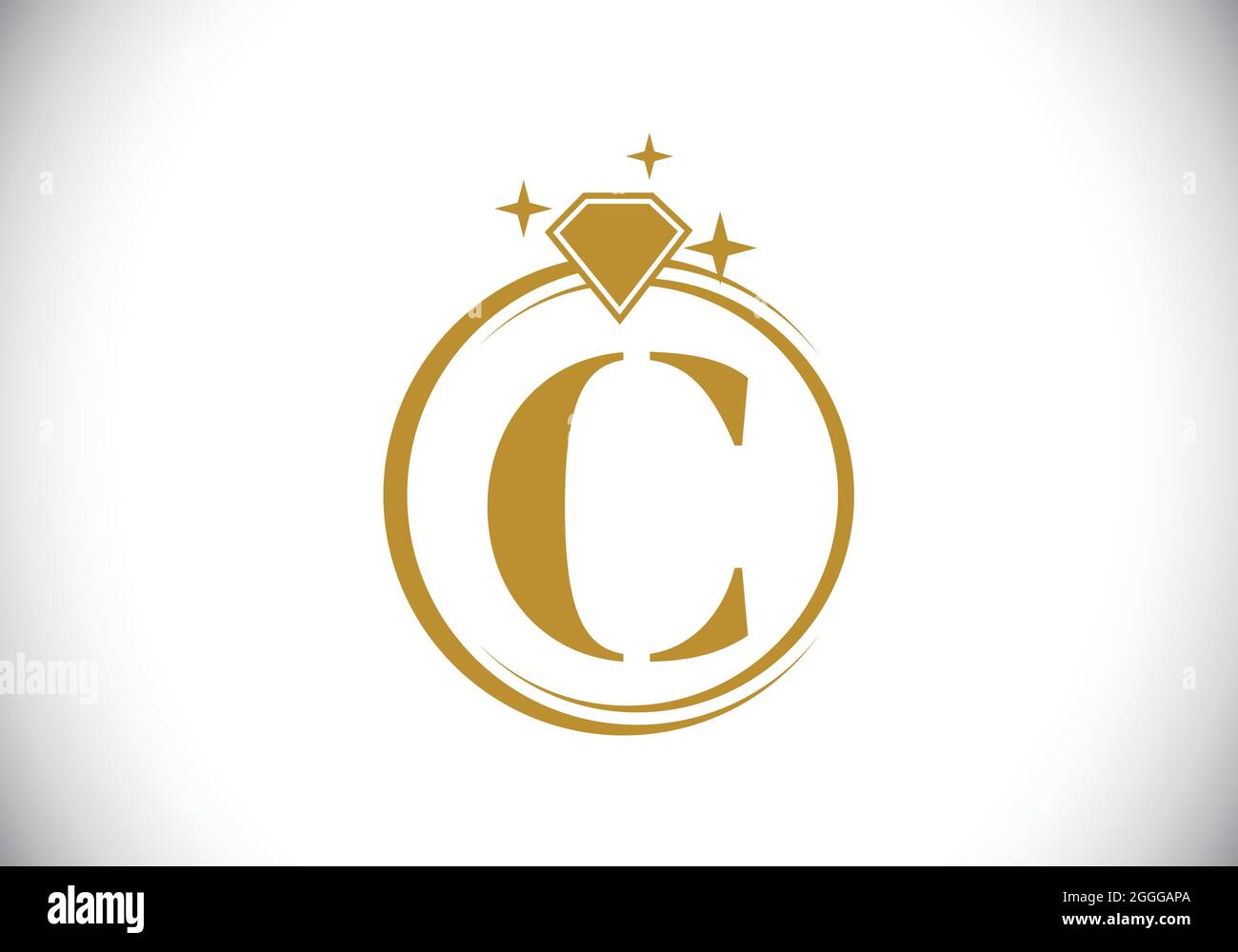 Initial C monogram letter alphabet in a circle with Diamond. Diamond ...