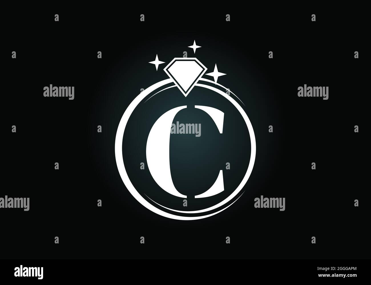 Initial C monogram letter alphabet in a circle with Diamond. Diamond ...