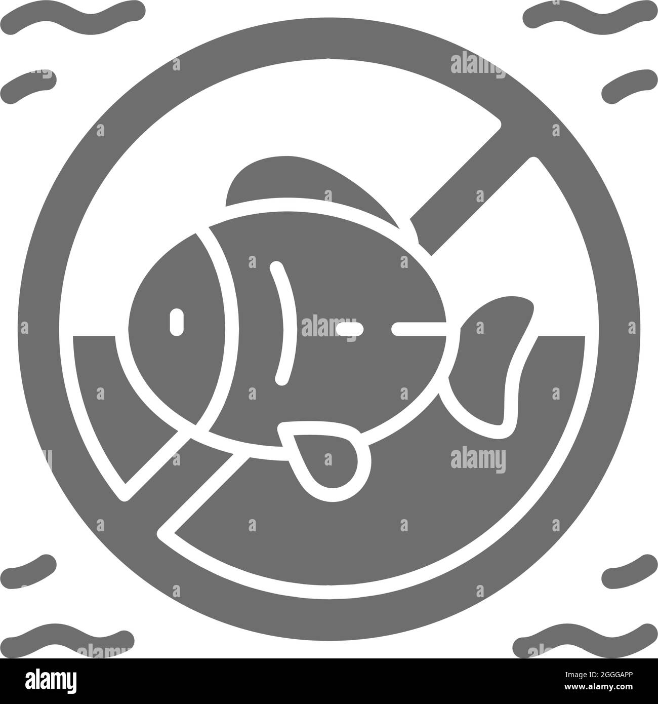Forbidden sign with fish, seafood allergy grey icon Stock Vector Image ...