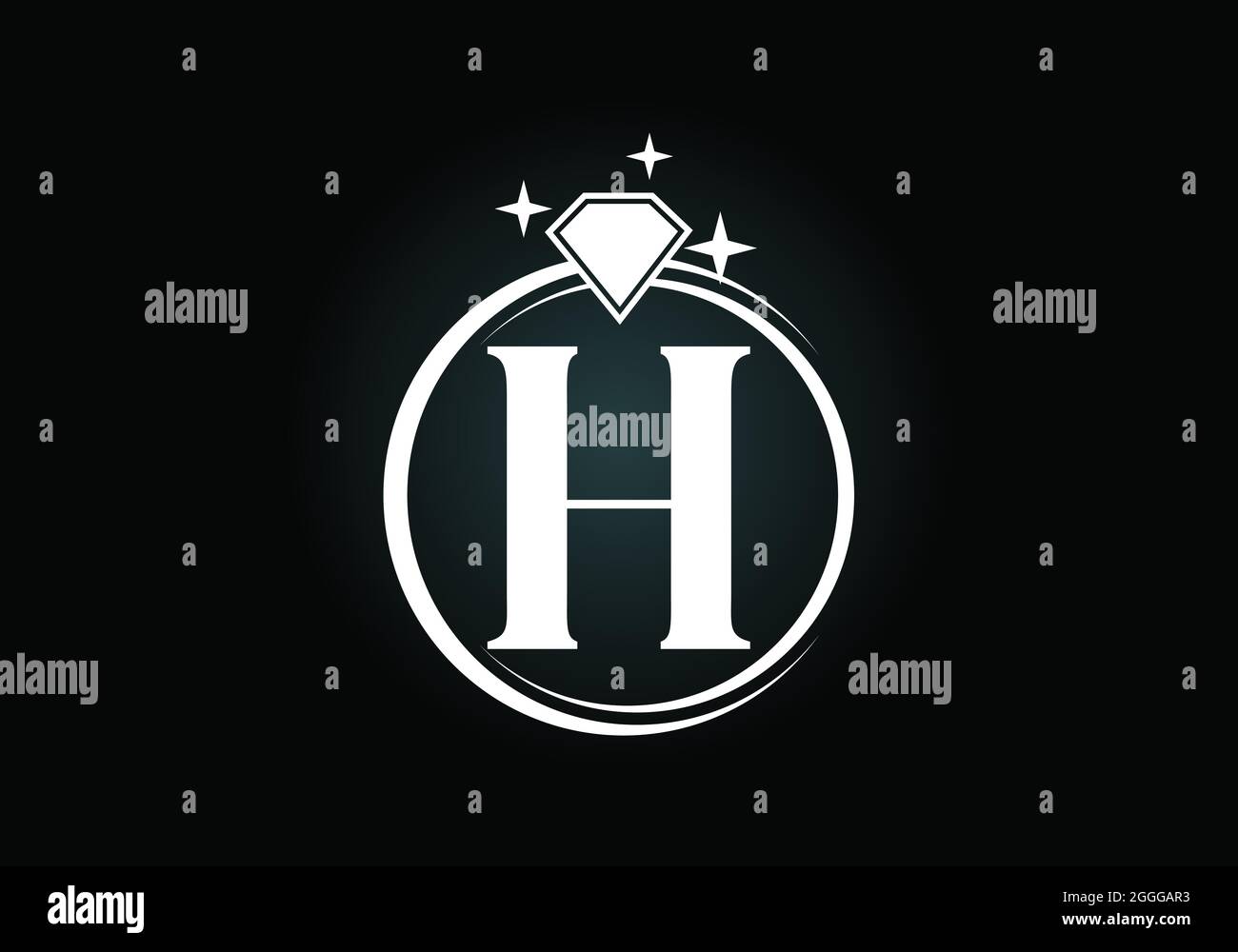 Initial H monogram letter alphabet in a circle with Diamond. Diamond ...