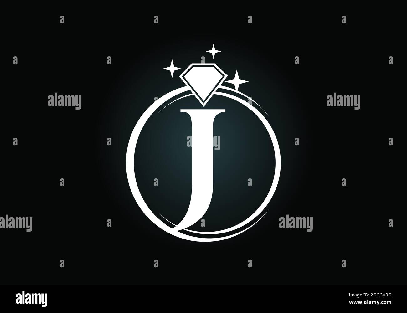 Initial J monogram letter alphabet in a circle with Diamond. Diamond ...
