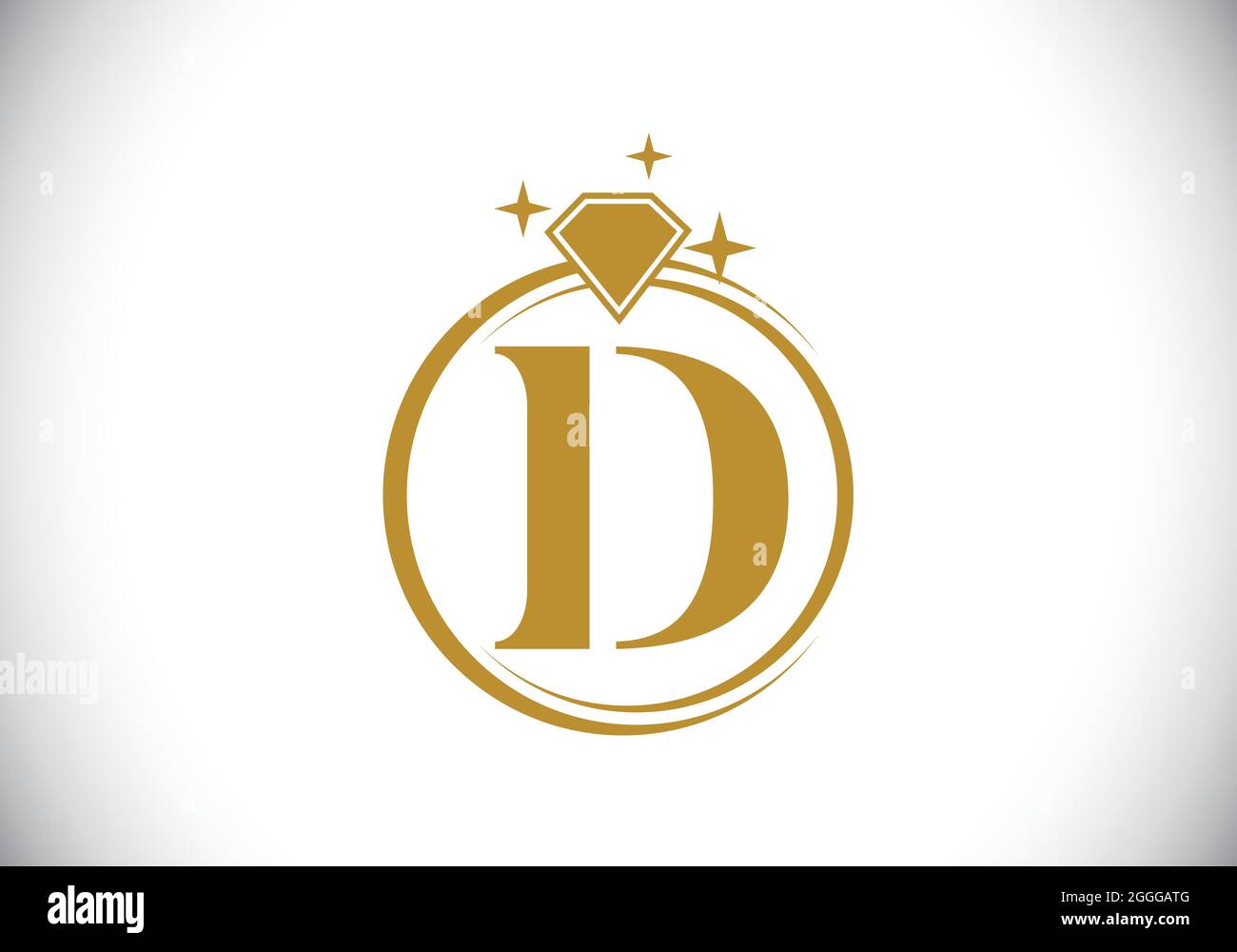 Initial D monogram letter alphabet in a circle with Diamond. Diamond ...