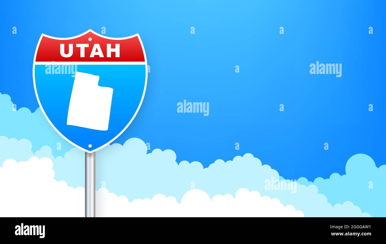 Utah map on road sign. Welcome to State of Utah. Vector illustration ...