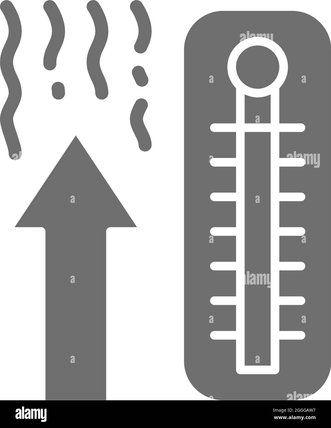 Thermometer, temperature rise grey icon. Isolated on white background ...