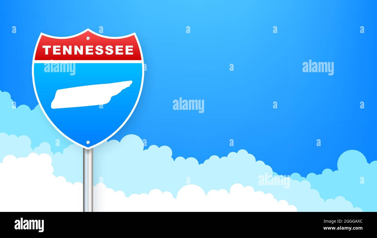 Tennessee map on road sign. Welcome to State of Tennessee. Vector ...