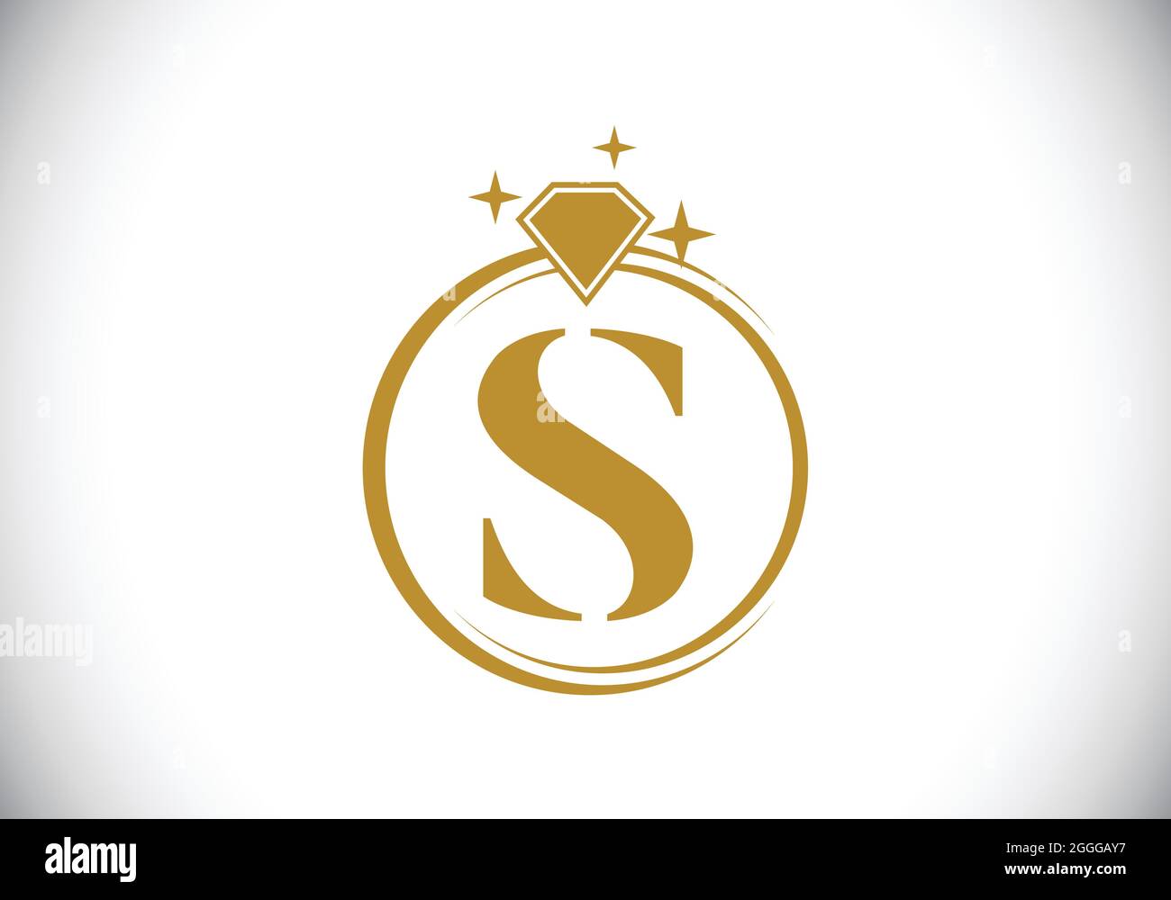 Initial S monogram letter alphabet in a circle with Diamond. Diamond ...