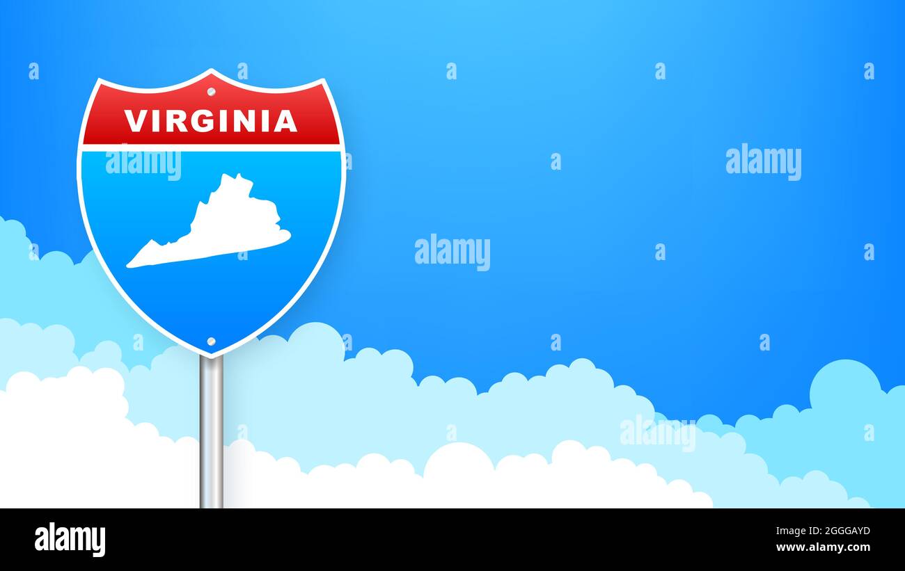 Virginia map on road sign. Welcome to State of Virginia. Vector ... Virginia map on road sign. Welcome to State of Virginia. Vector ...