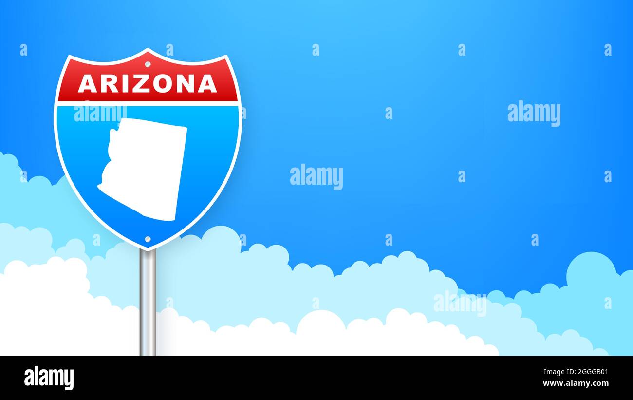 Arizona map on road sign. Welcome to State of Arizona. Vector ...