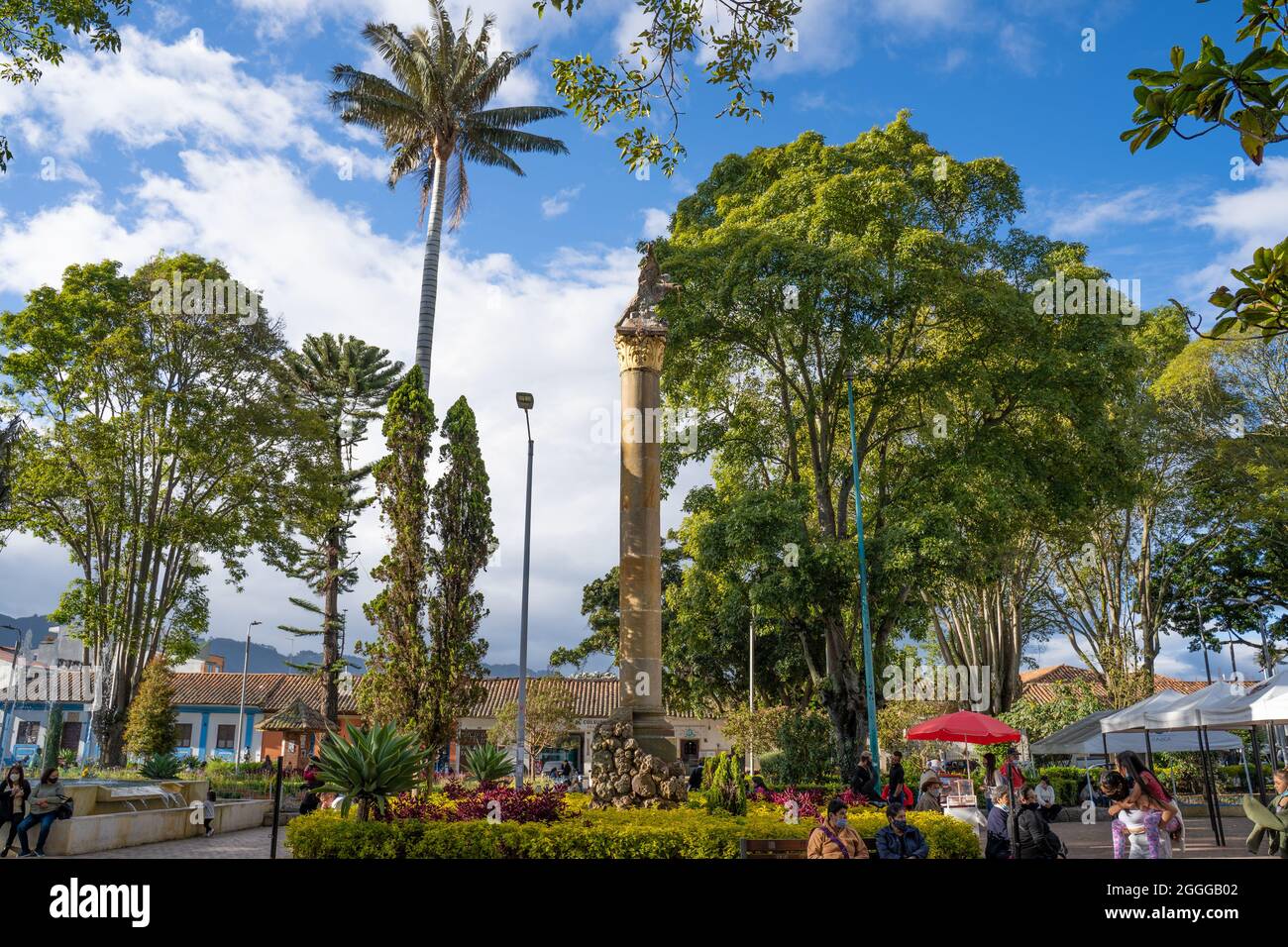 Saturday August 28, 2021. The Main Park of Cajica, Cundinamarca ...
