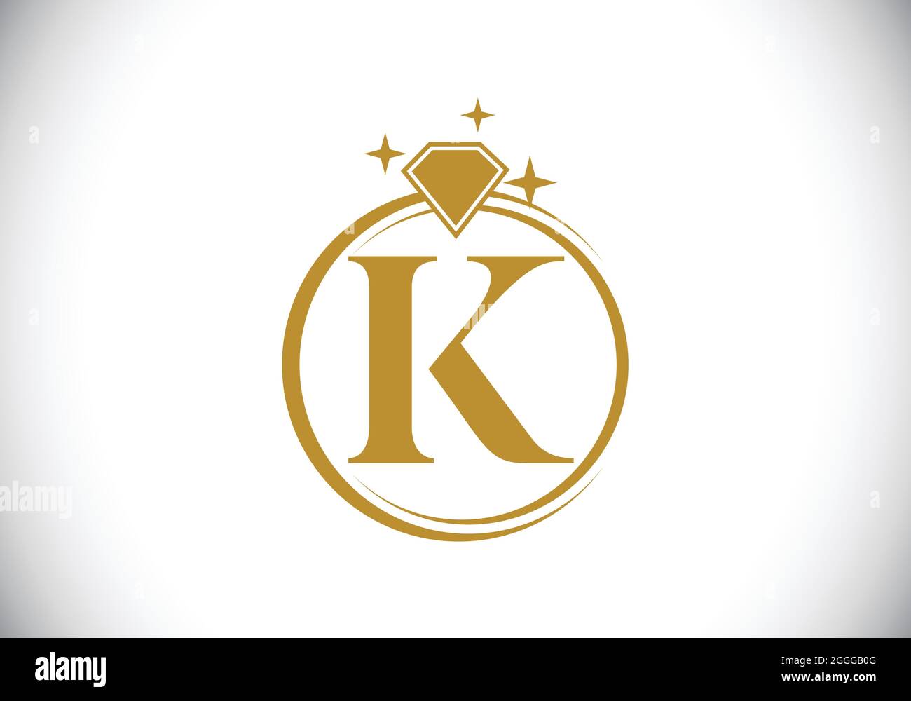 Initial K monogram letter alphabet in a circle with Diamond. Diamond ...