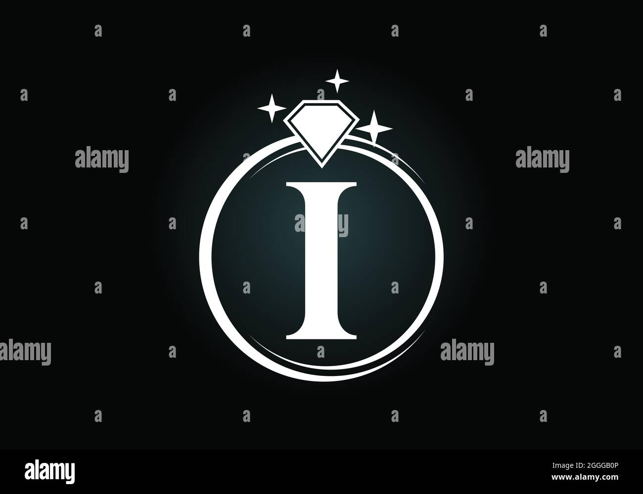 Initial I monogram letter alphabet in a circle with Diamond. Diamond ...