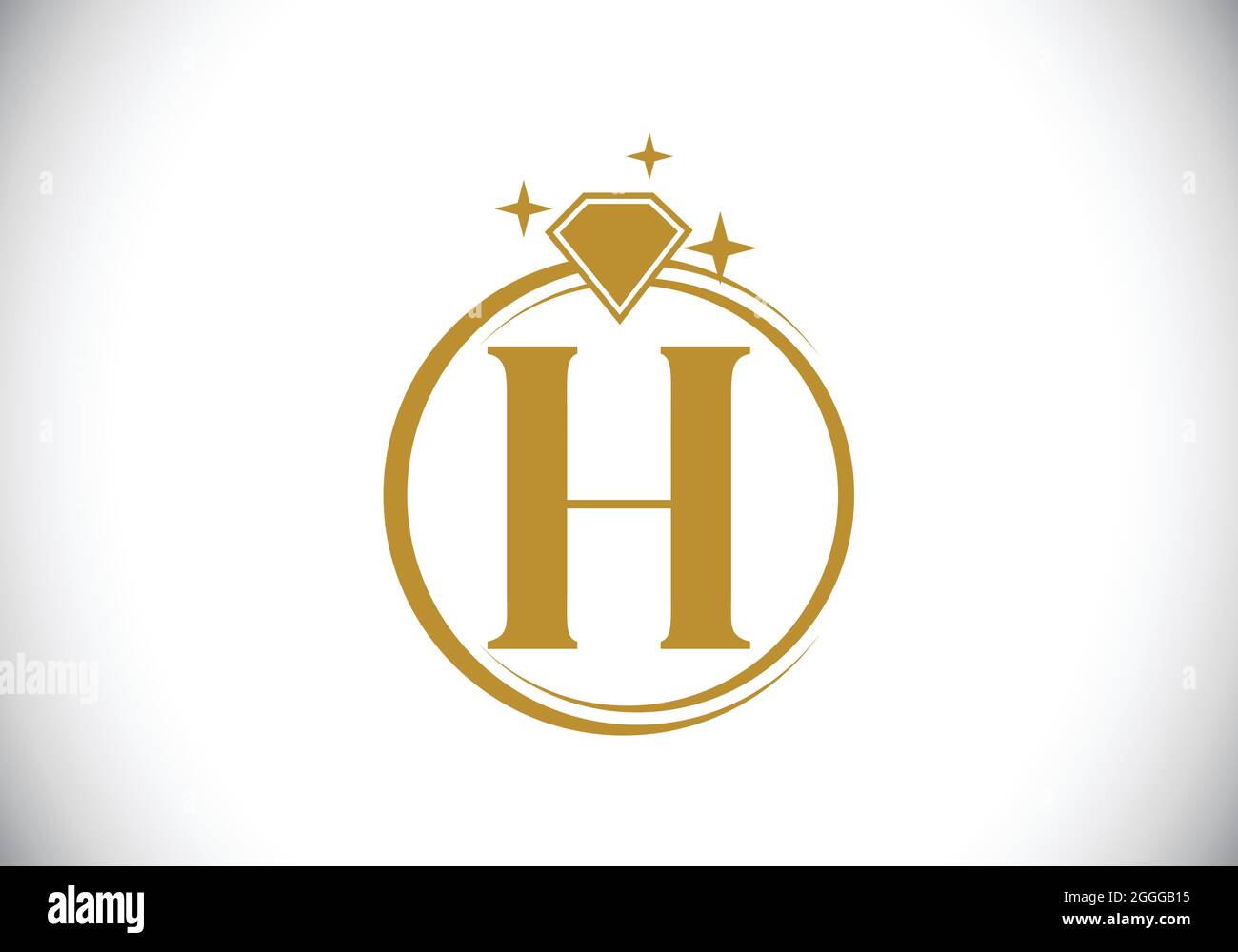 Initial H monogram letter alphabet in a circle with Diamond. Diamond ...