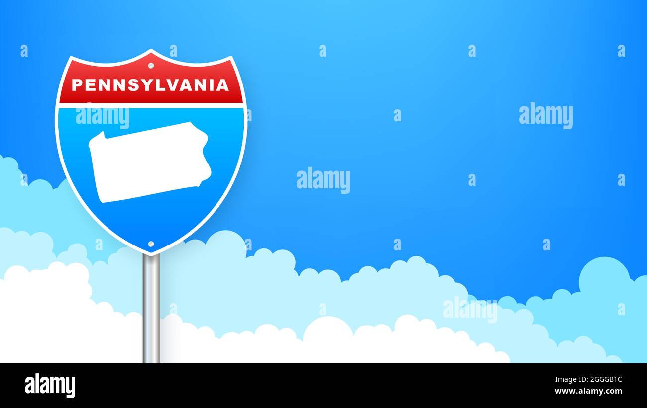 Pennsylvania map on road sign. Welcome to State of Pennsylvania. Vector ...