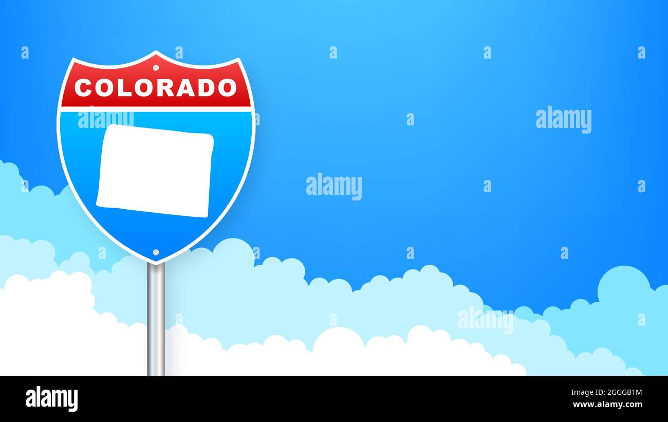 Colorado state map outline road sign. Vector illustration Stock Vector ...