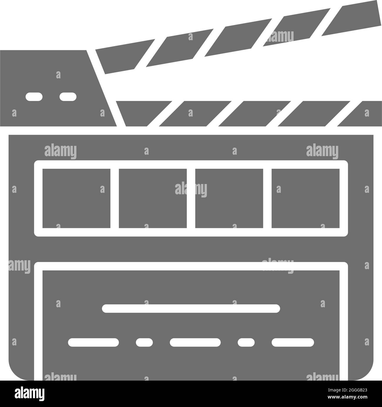 Movie clapper board, clapperboard grey icon. Isolated on white ...