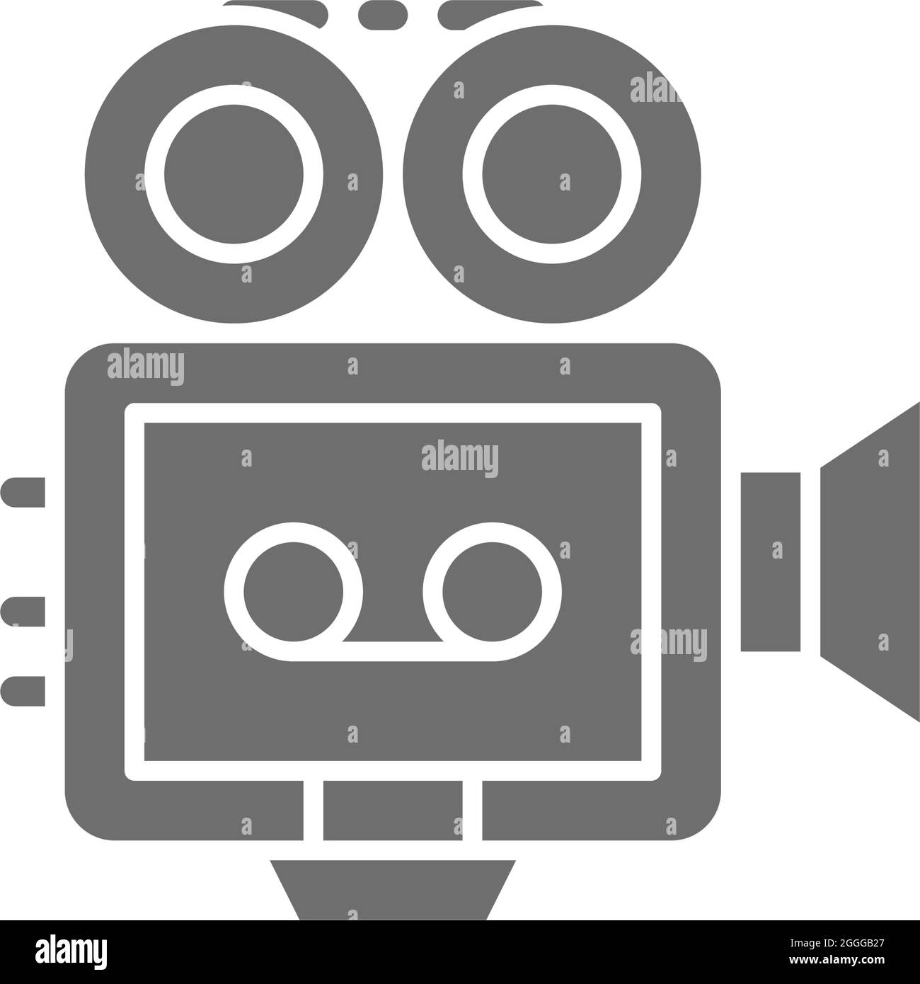 Movie camera with film strip, camcorder, retro cinema projector grey ...