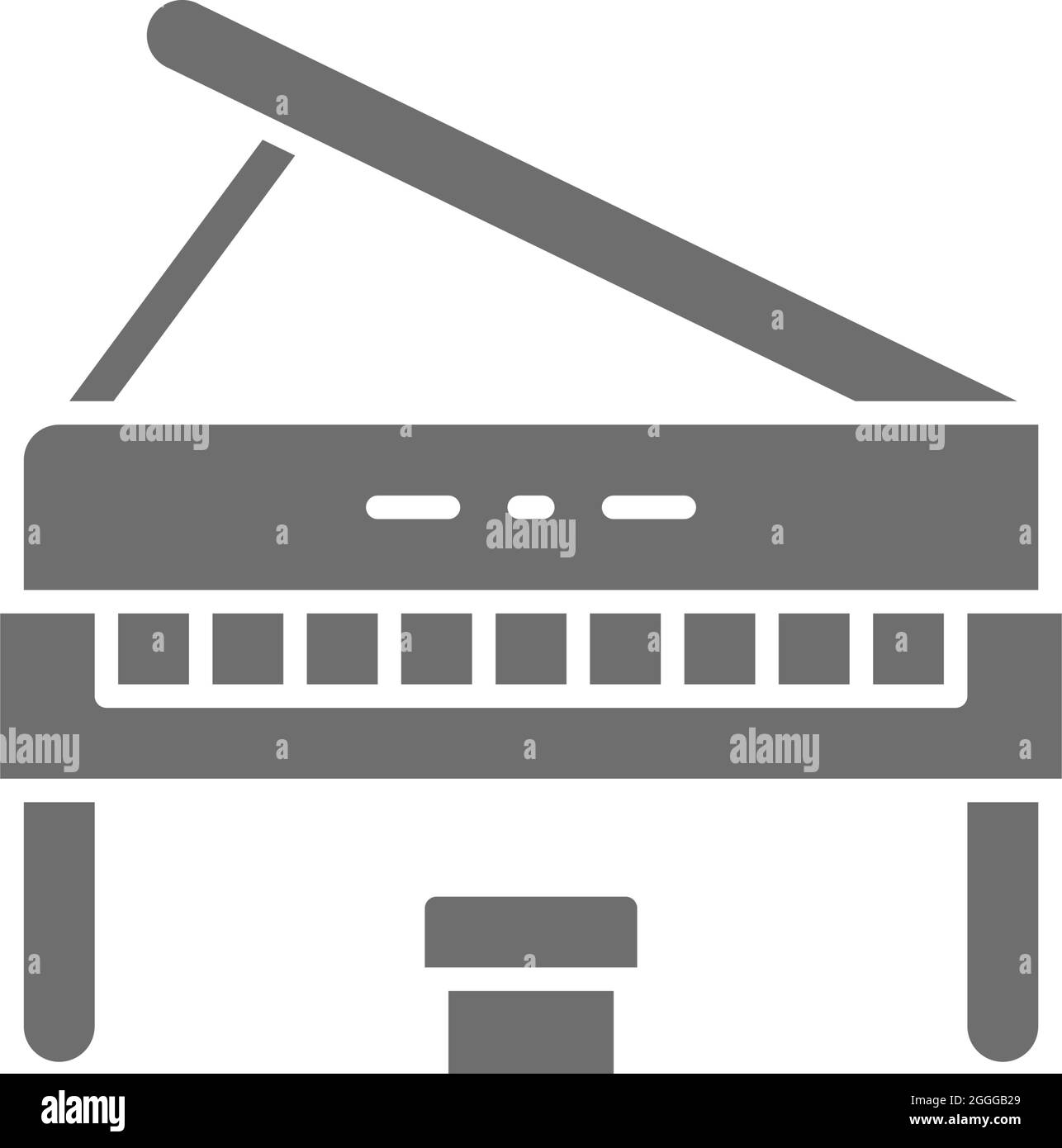 Upright piano, music instrument grey icon. Isolated on white background ...
