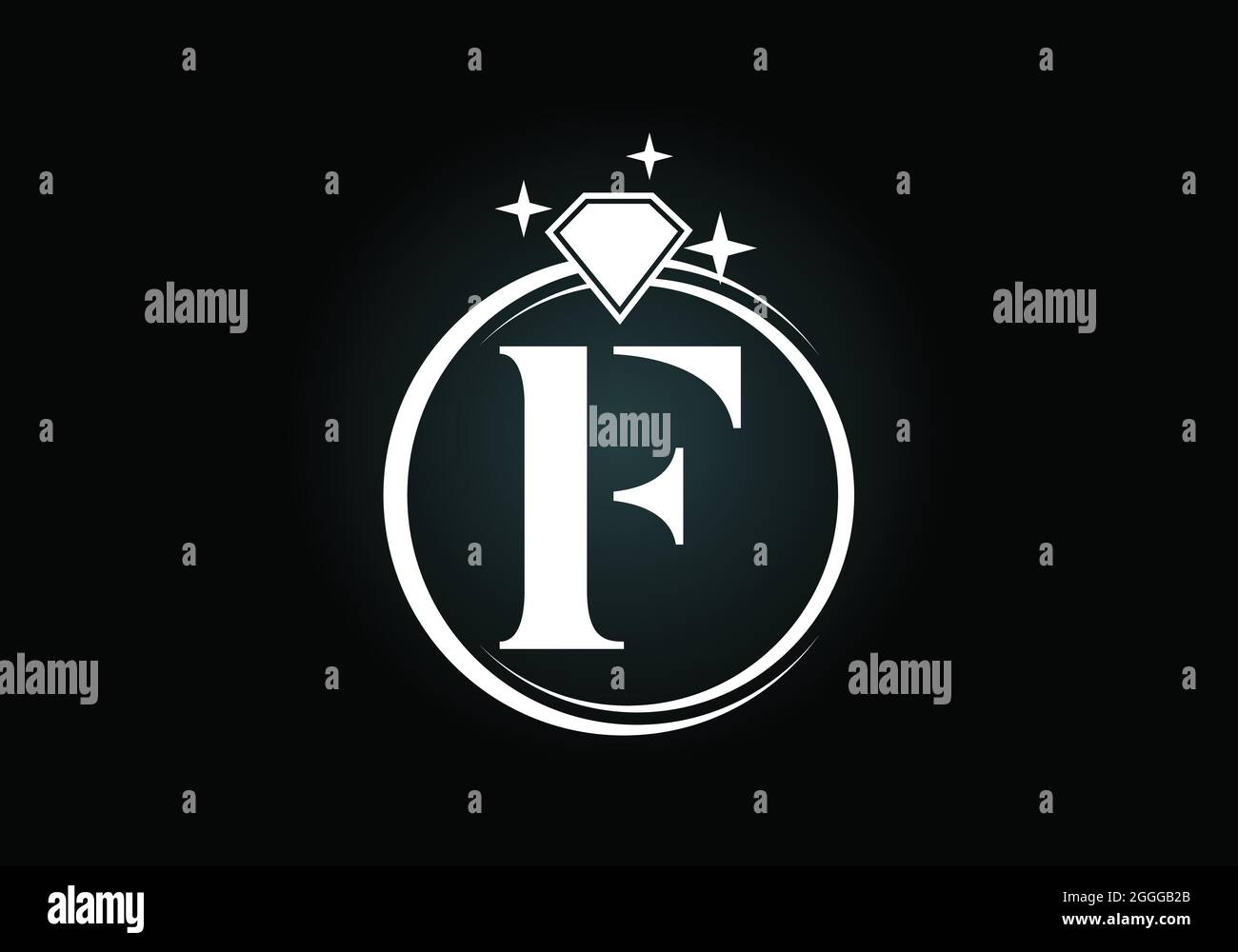 Initial F monogram letter alphabet in a circle with Diamond. Diamond ...
