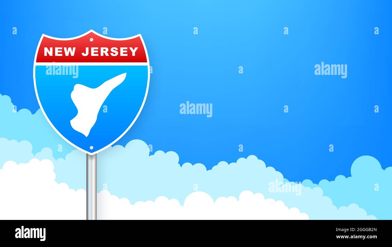 New Jersey map on road sign. Welcome to State of New Jersey. Vector ...