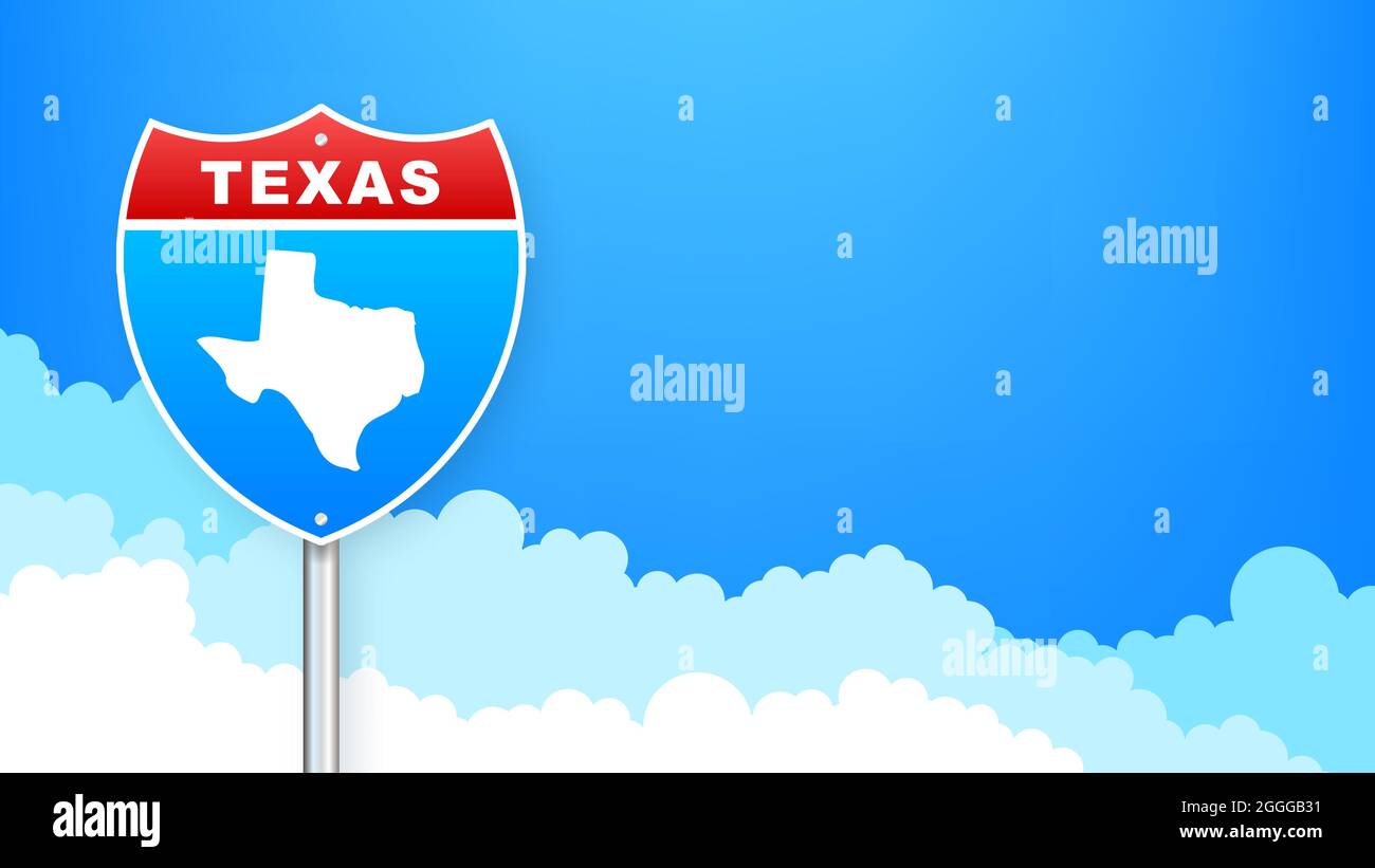 Texas map on road sign. Welcome to State of Texas. Vector illustration ...