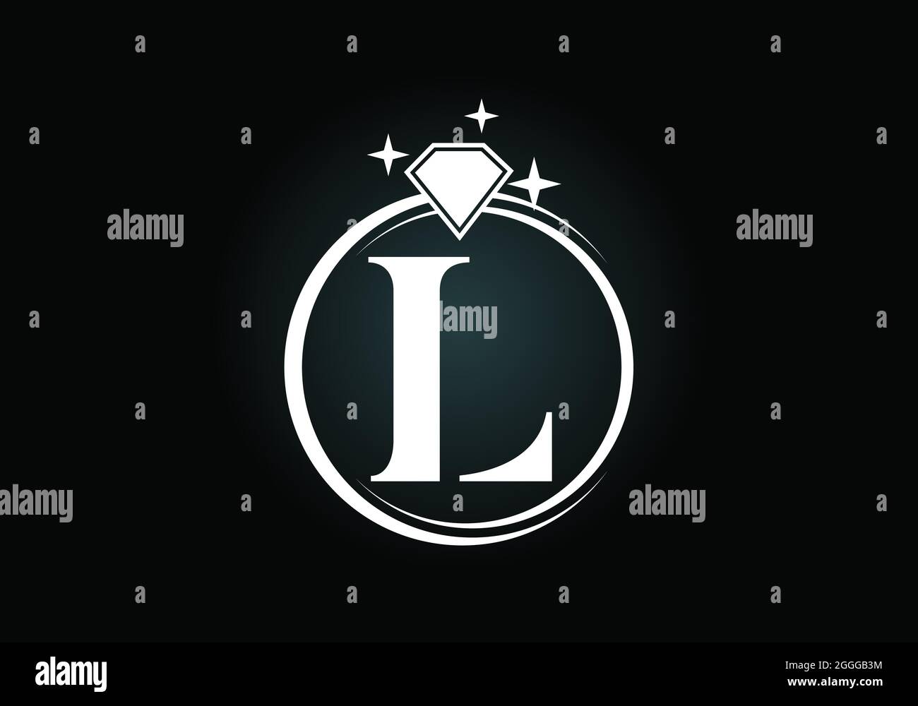 Initial L monogram letter alphabet in a circle with Diamond. Diamond ...