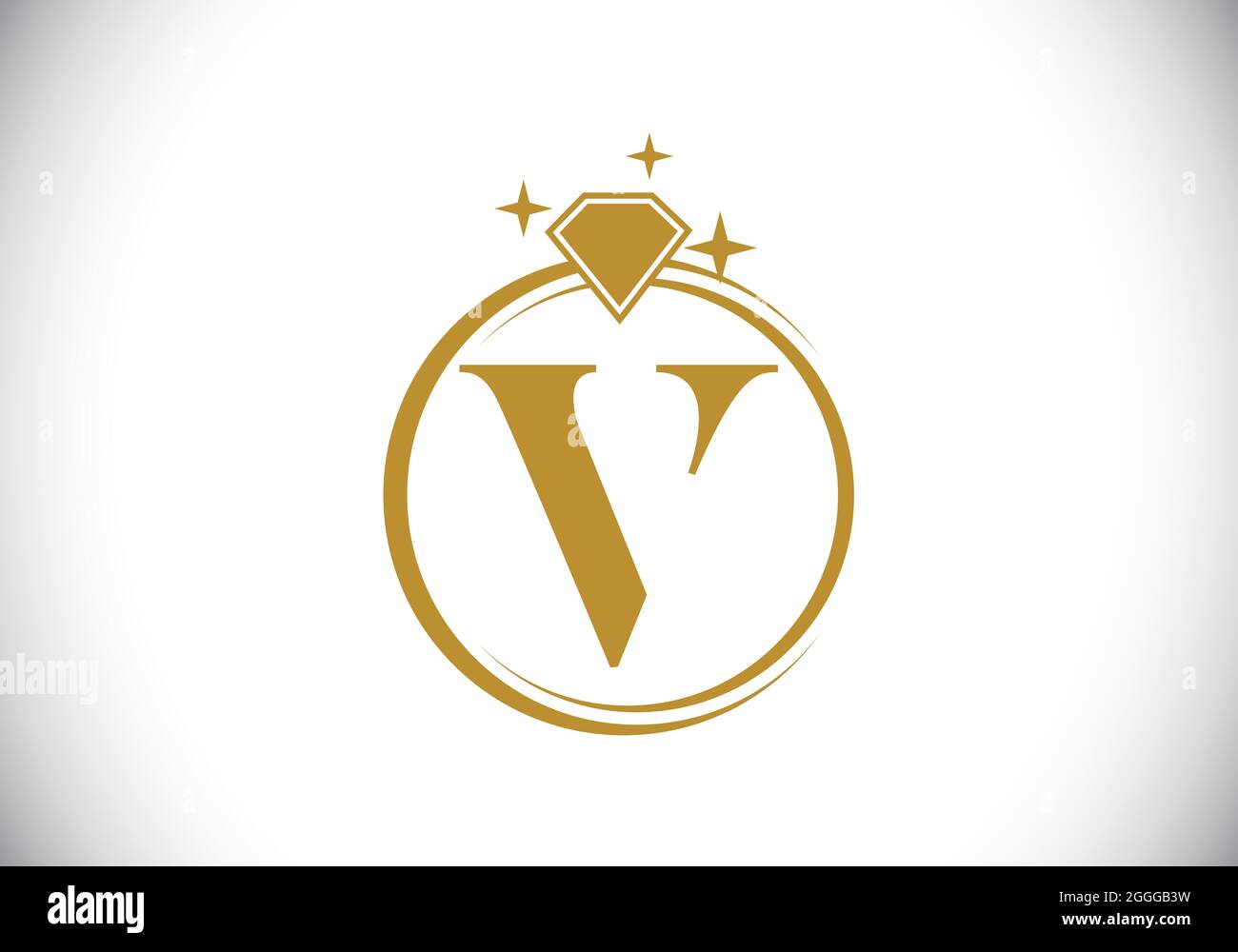 Initial V monogram letter alphabet in a circle with Diamond. Diamond ...