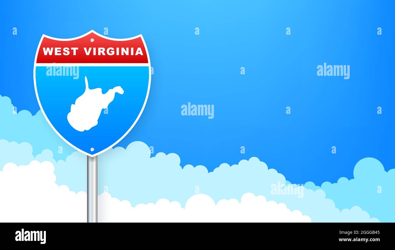 West Virginia state map outline road sign. Vector illustration Stock ...