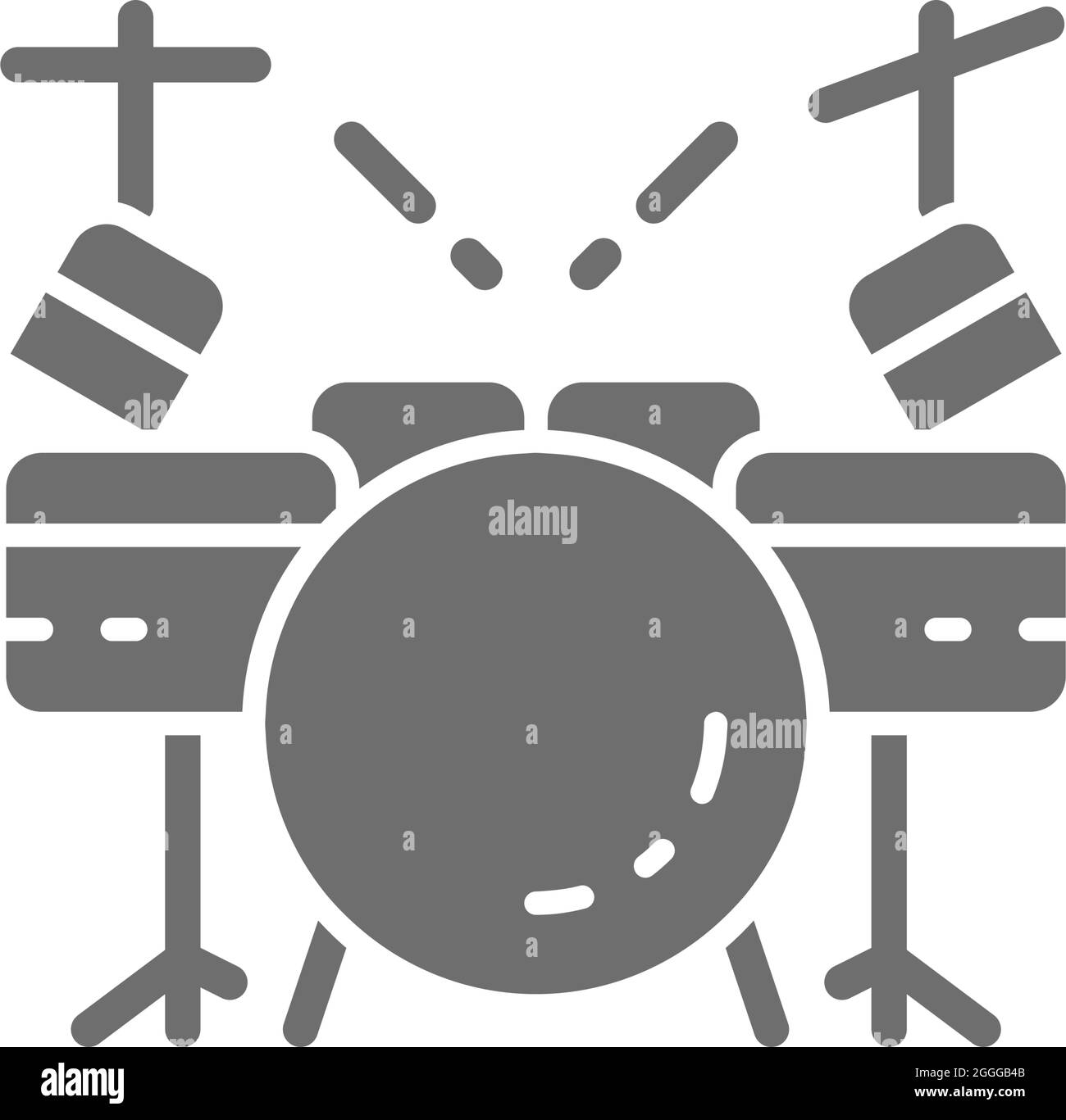 Drum kit, musical instrument grey icon. Isolated on white background ...