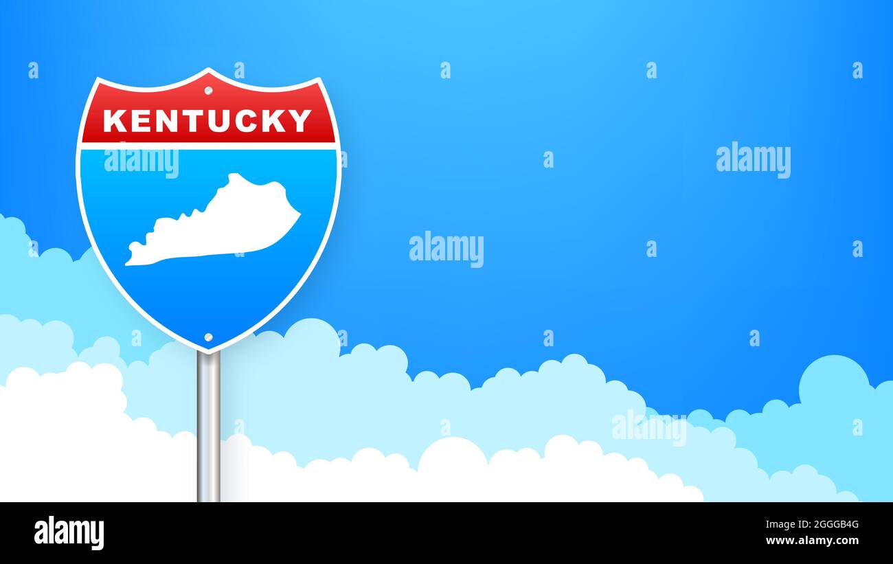 Kentucky map on road sign. Welcome to State of Kentucky . Vector ...