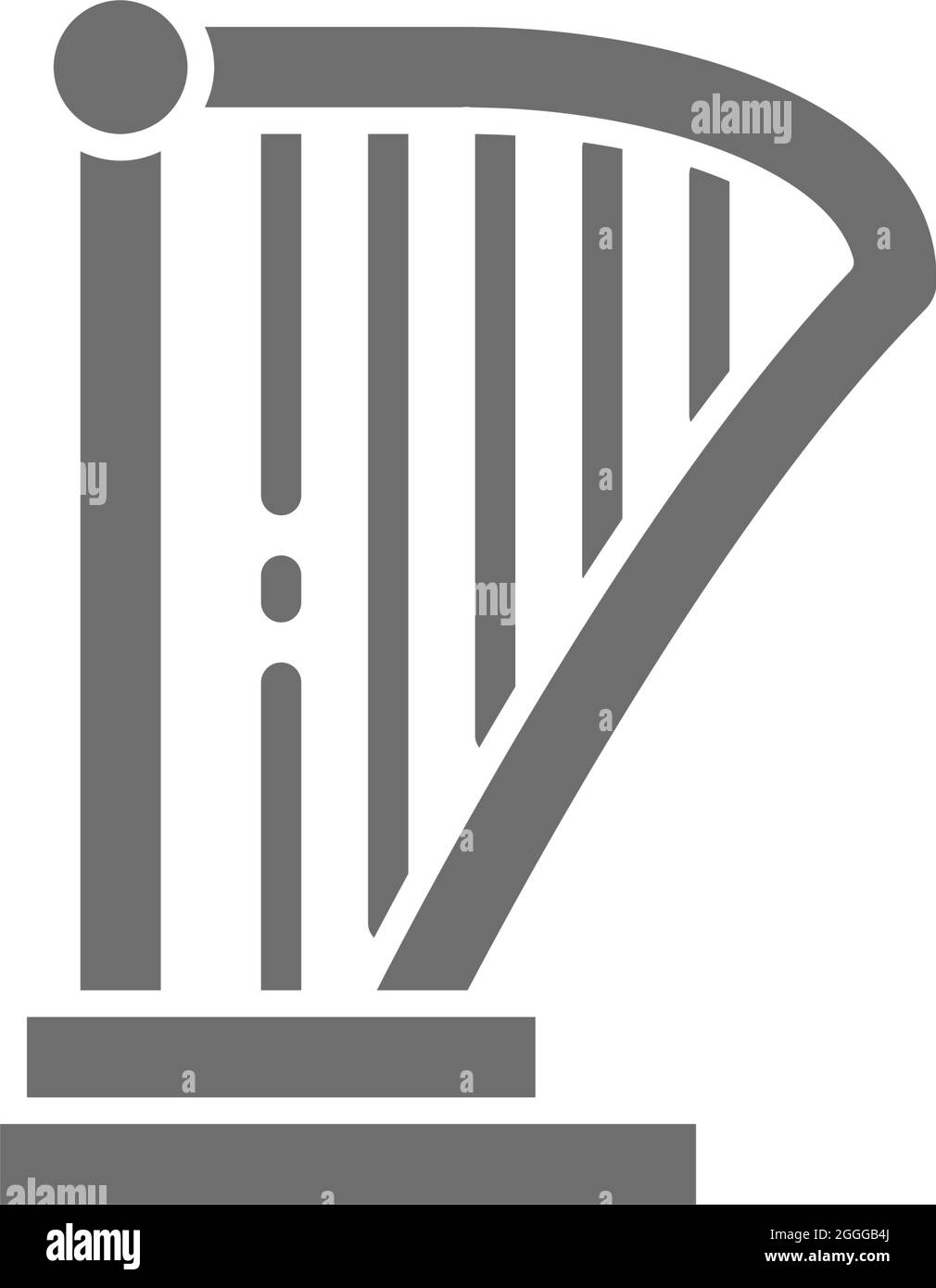 Harp, lyre, music instrument grey icon. Isolated on white background ...