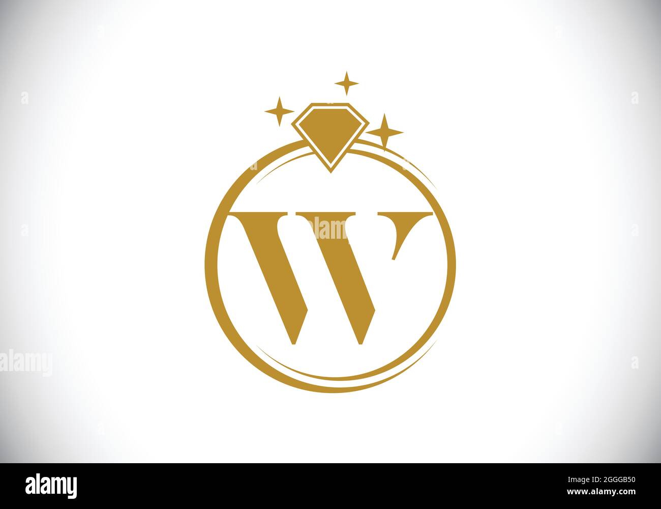 Initial W monogram letter alphabet in a circle with Diamond. Diamond ...