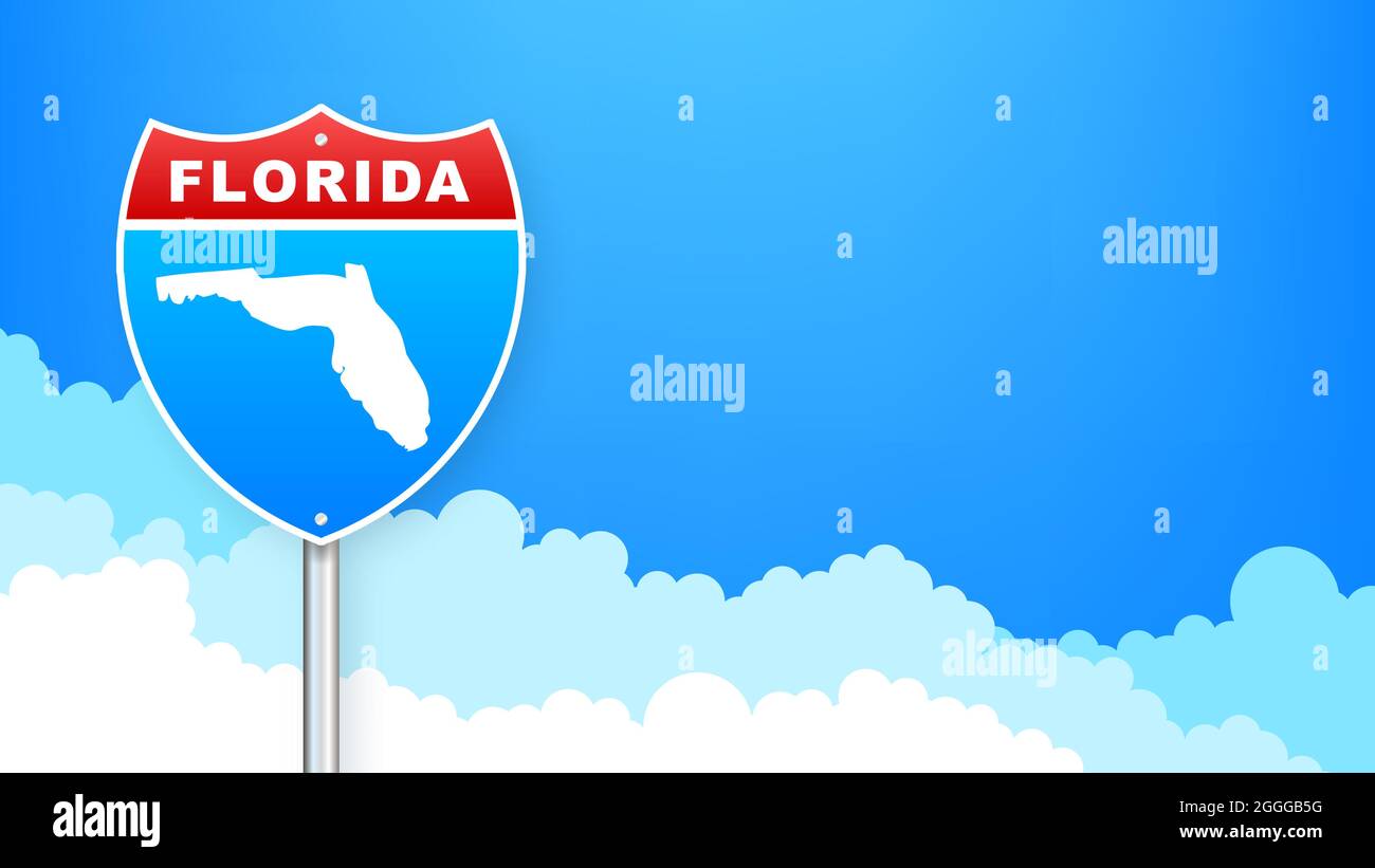 Florida map on road sign. Welcome to State of Florida. Vector ...