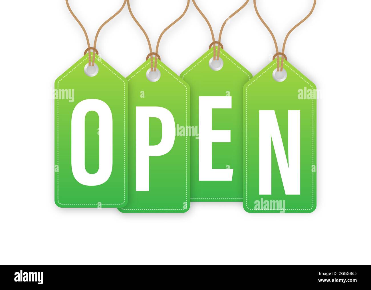 Vector illustration of colorful hanging cardboard. Tags - open Stock ...