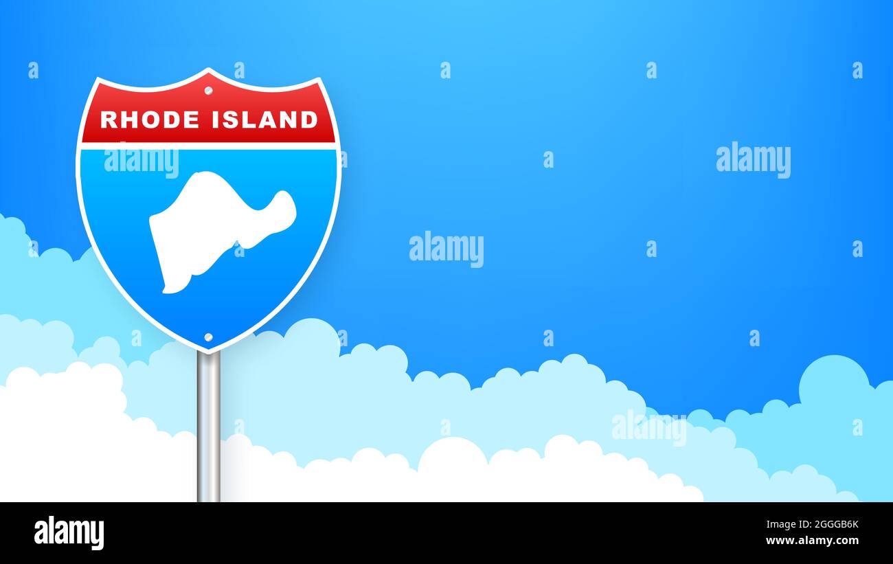 Rhode Island map on road sign. Welcome to State of Rhode Island. Vector ...