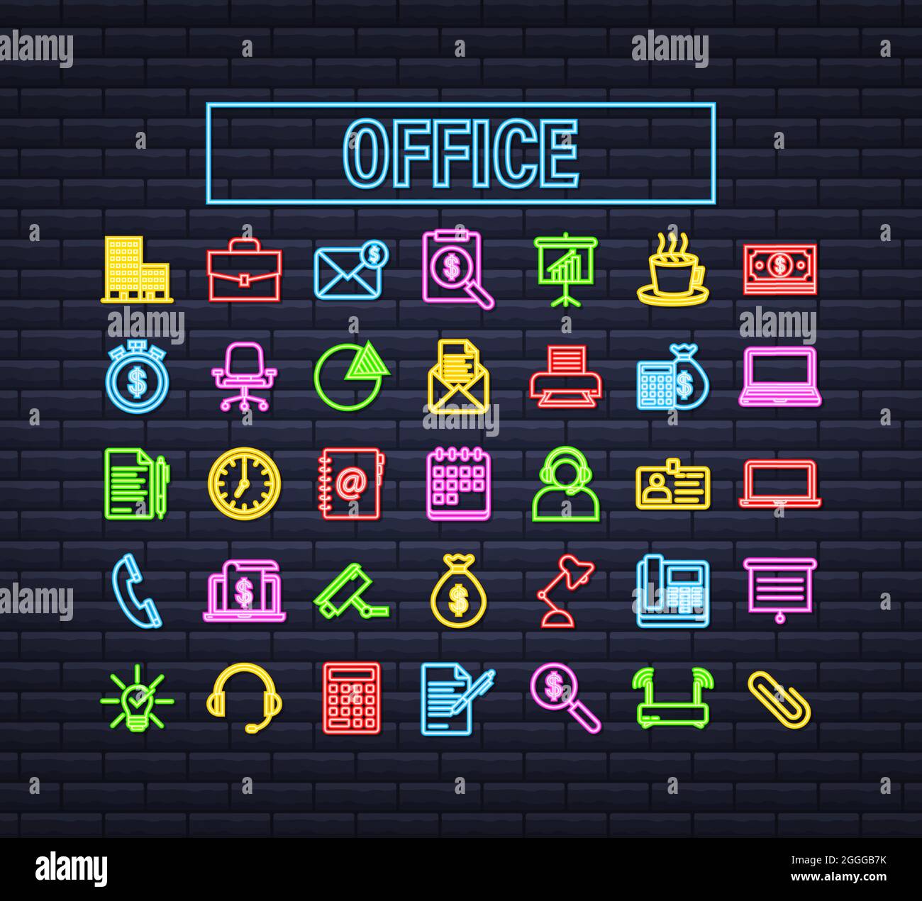 Office neon icon. Web icon set. Office, great design for any purposes ...