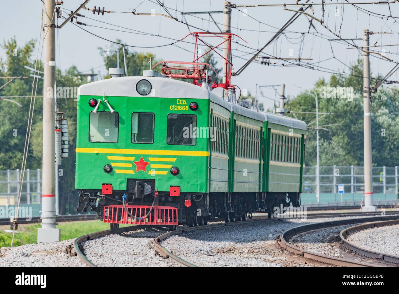 Moscow, Russia - August 27, 2021: Retro passenger train SR3 number ...