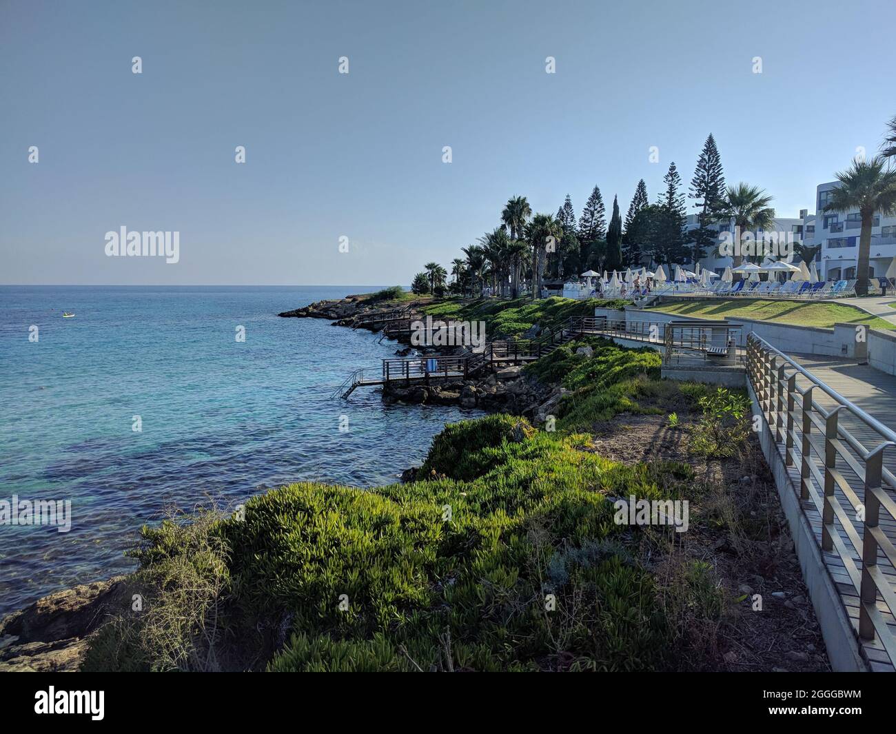Protaras, Cyprus - October 19 2019: the view of a coastline near fig ...