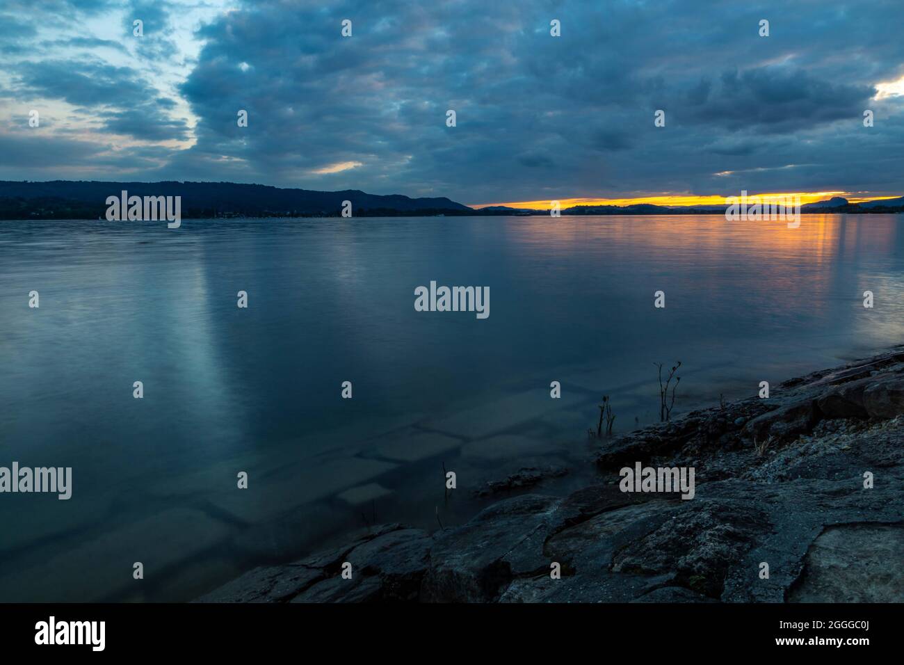Storm at Lake Constance with beautiful cloud formations in the sky ...