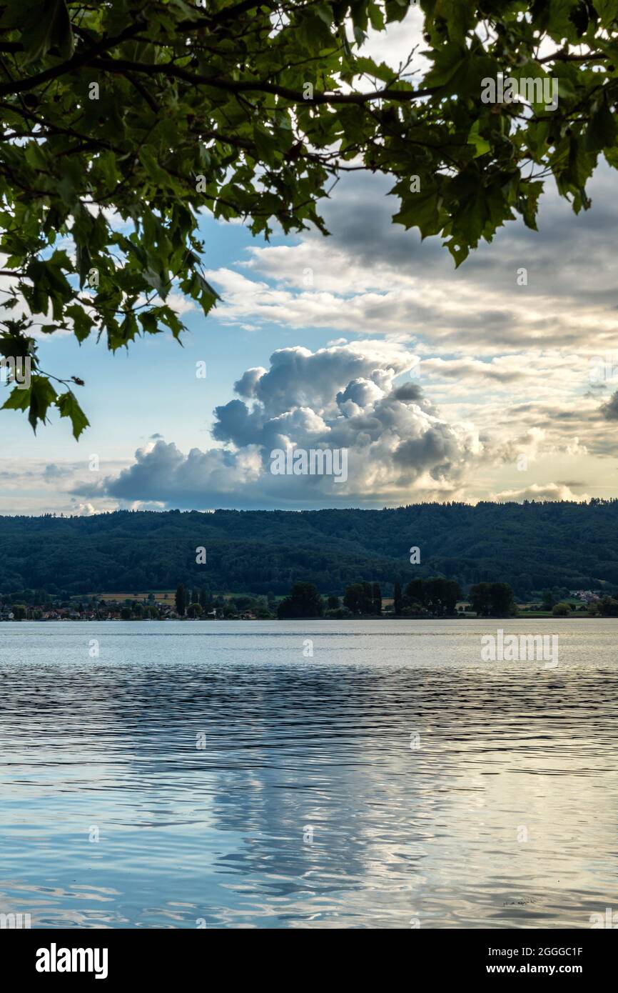 Storm at Lake Constance with beautiful cloud formations in the sky ...