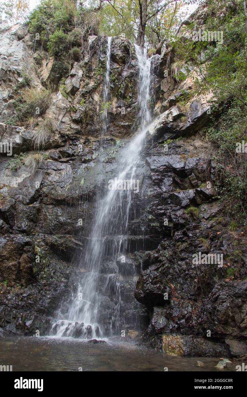 The view of a stream fallen. Nature trail to Millomeris waterfall, Pano ...